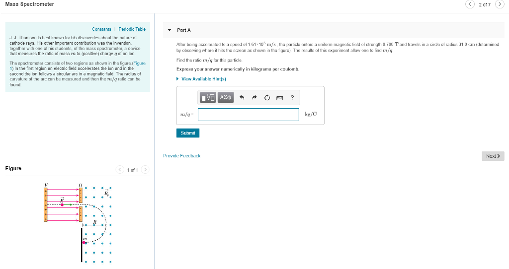 Solved Determining the Velocity of a Charged Particle Part | Chegg.com