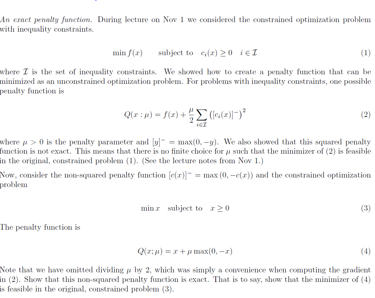 An Exact Penalty Function During Lecture On Nov 1 We 