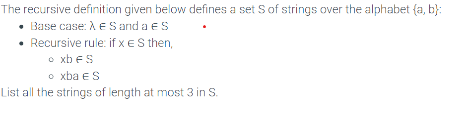 Solved The recursive definition given below defines a set S | Chegg.com