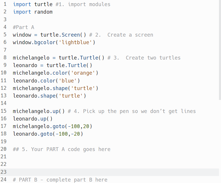 Solved Turtle Races In this lab we are going to work step by | Chegg.com