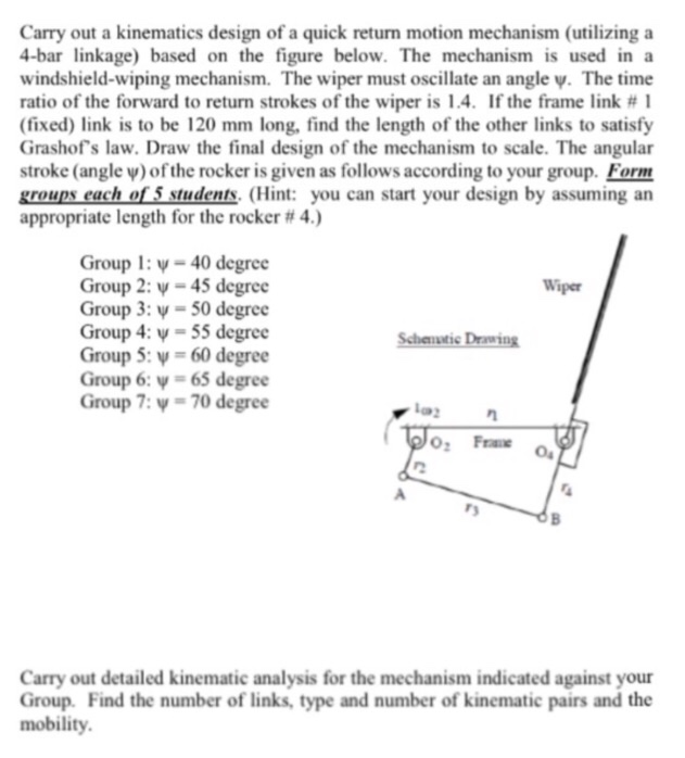 Solved Carry out a kinematics design of a quick return | Chegg.com