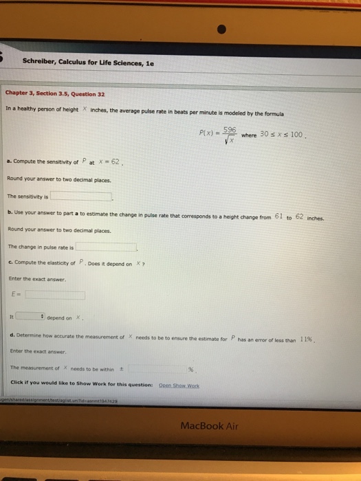 Solved Schreiber Calculus For Life Sciences 1e Chapter 3 1586