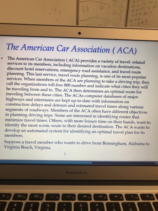 The American Car Association ( ACA) The American Car | Chegg.com