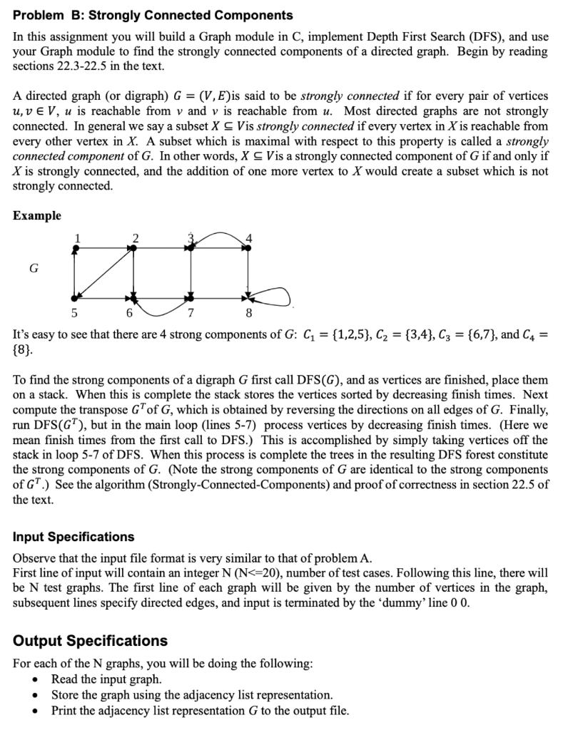 Problem B: Strongly Connected Components In this | Chegg.com