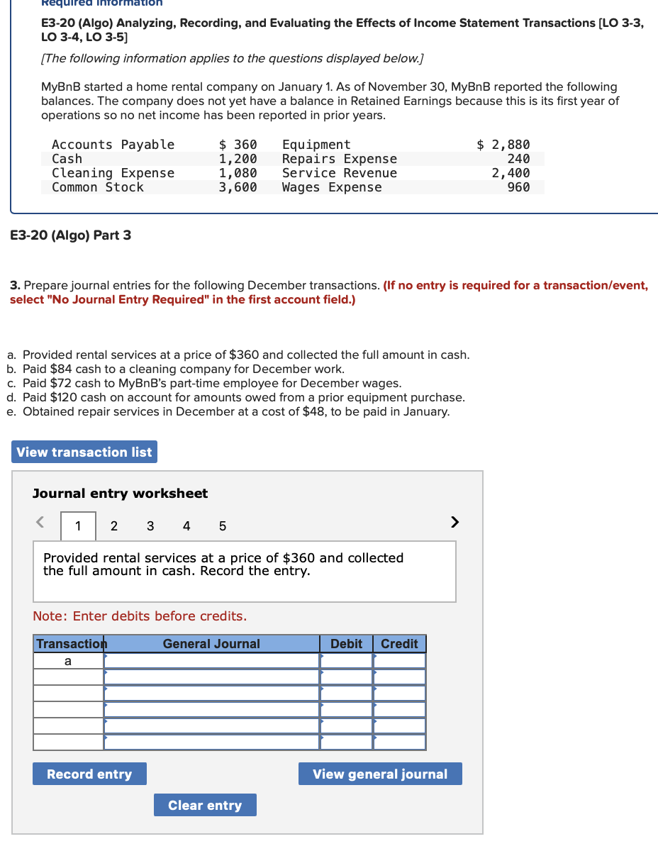 Solved E3-20 (Algo) ﻿Analyzing, Recording, and Evaluating | Chegg.com