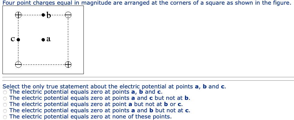 Solved Four point charges equal in magnitude are arranged at | Chegg.com