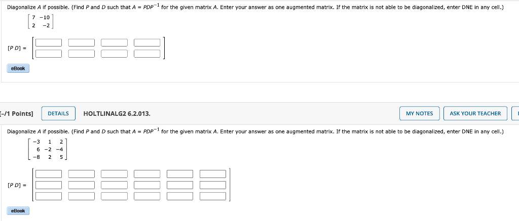 Solved Diagonalize A if possible. (Find P and D such that A | Chegg.com