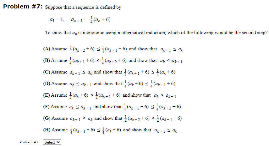 Solved Problem #7: Suppose that a sequence is defined by a1 | Chegg.com