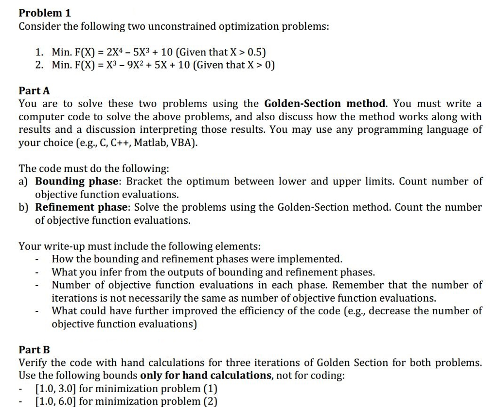 Problem 1 Consider The Following Two Unconstrained 9733