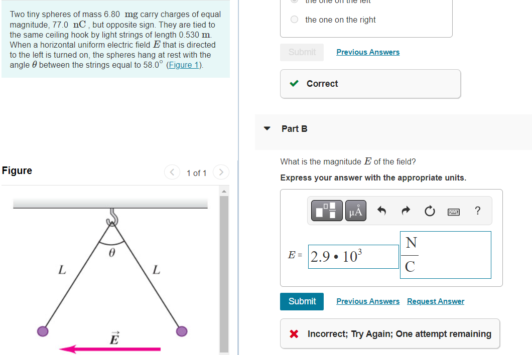 Solved Two tiny spheres of mass 6.80mg carry charges of | Chegg.com