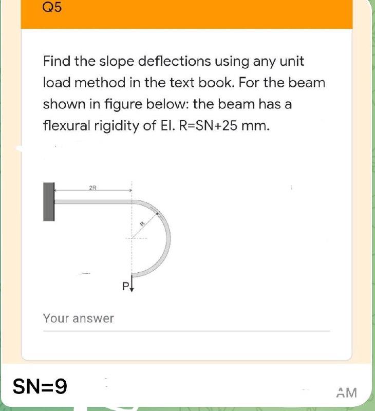 Q5 Find the slope deflections using any unit load | Chegg.com