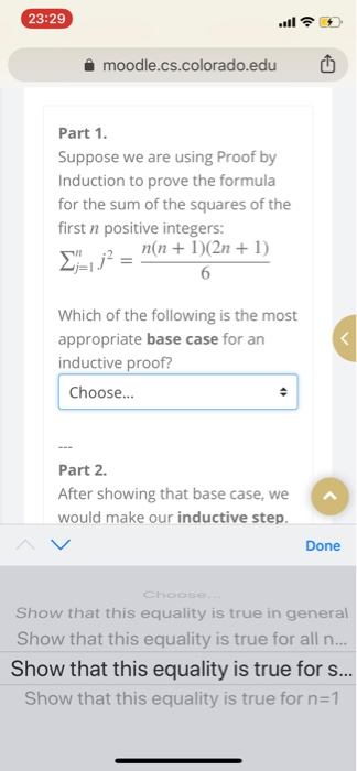 Solved 23:29 a moodle.cs.colorado.edu Part 1 Suppose we are | Chegg.com