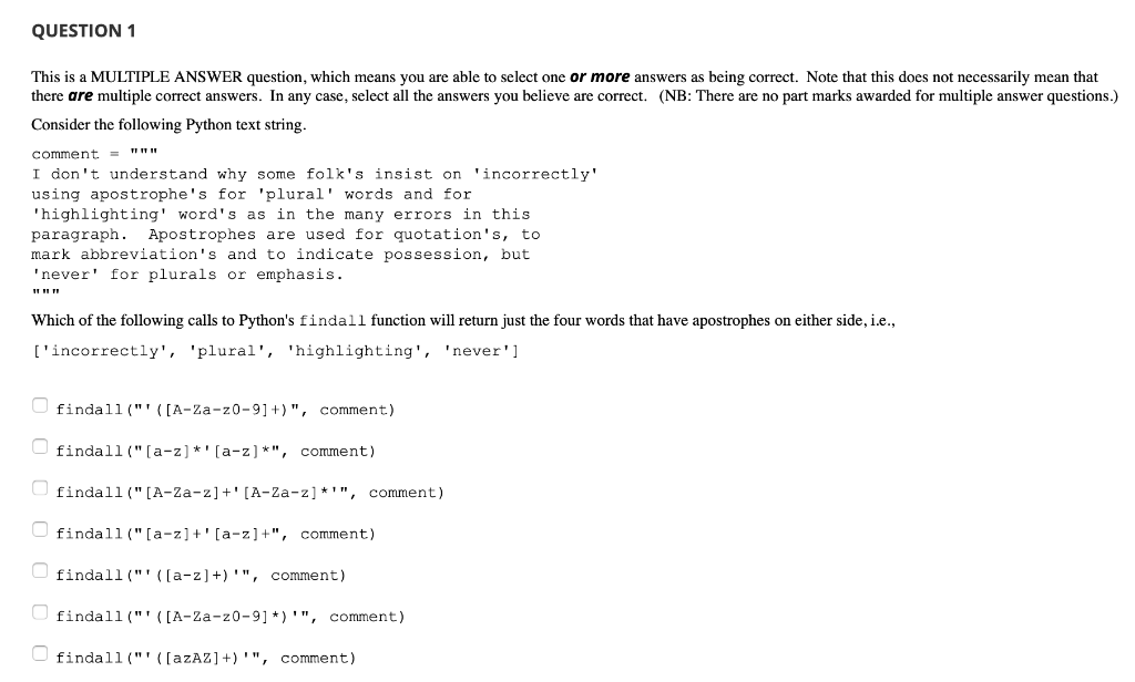 Solved QUESTION 1 This is a MULTIPLE ANSWER question, which | Chegg.com