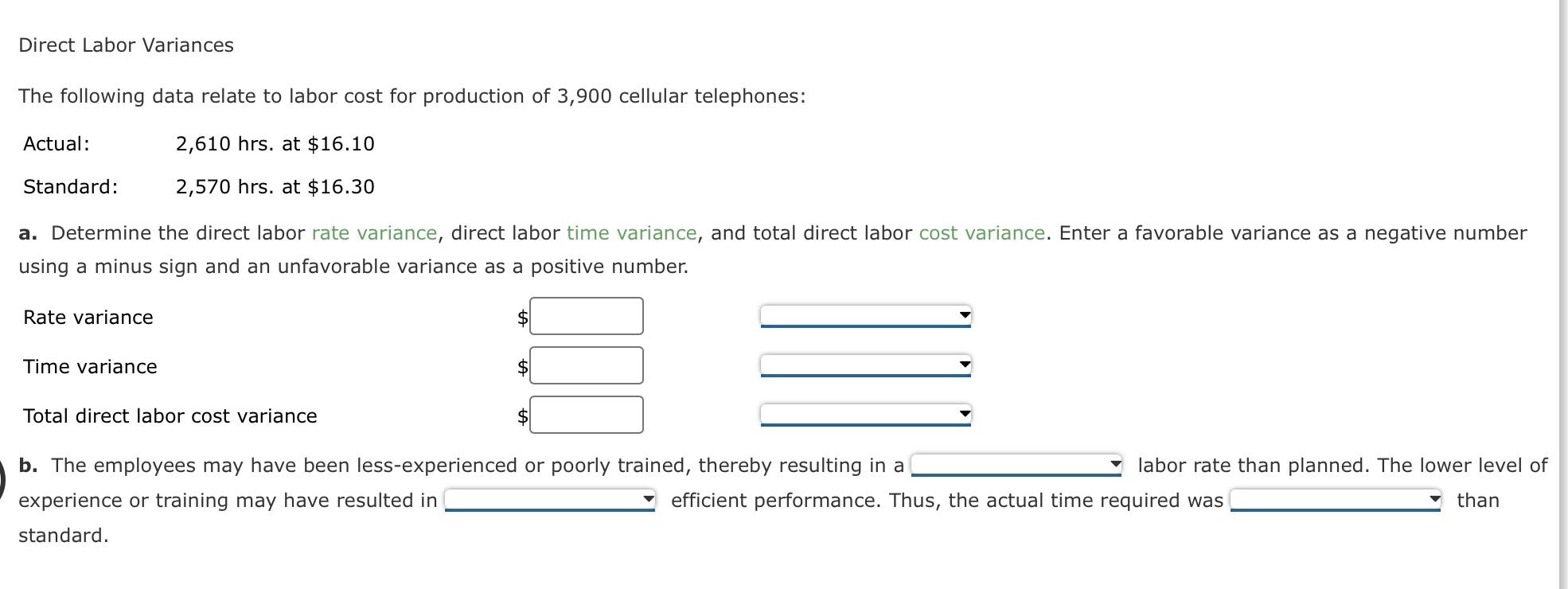 Solved Direct Labor Variances The following data relate to | Chegg.com