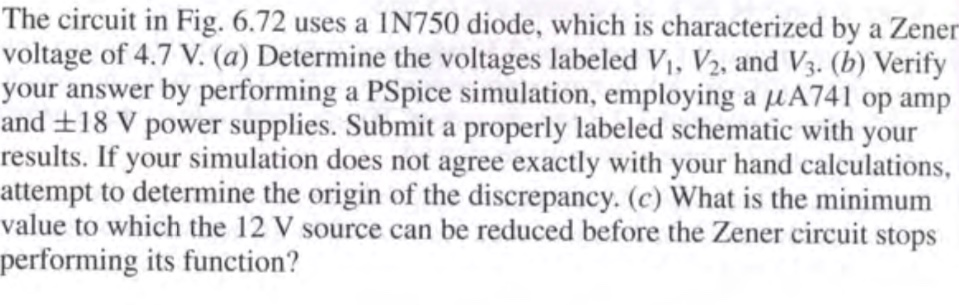 Solved The circuit in Fig. 6.72 uses a 1N750 diode, which is | Chegg.com