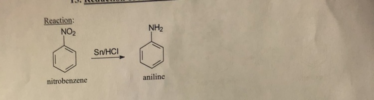 Solved Reaction: Sn/HCl nitrobenzene aniline | Chegg.com