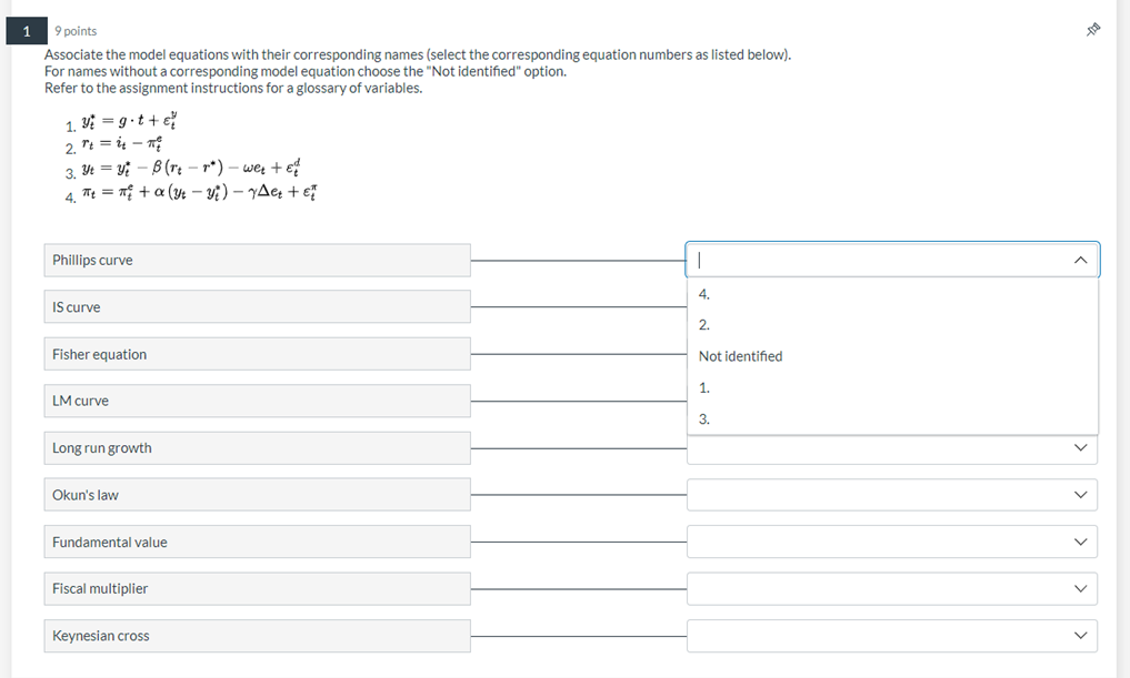 Solved 1 9 points Associate the model equations with their | Chegg.com