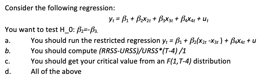 Solved Consider the following regression: | Chegg.com Solved Consider the following regression: | Chegg.com