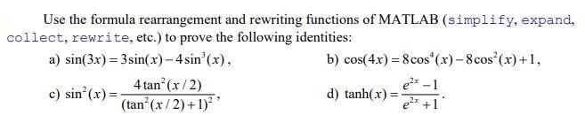 Solved Use the formula rearrangement and rewriting functions | Chegg.com