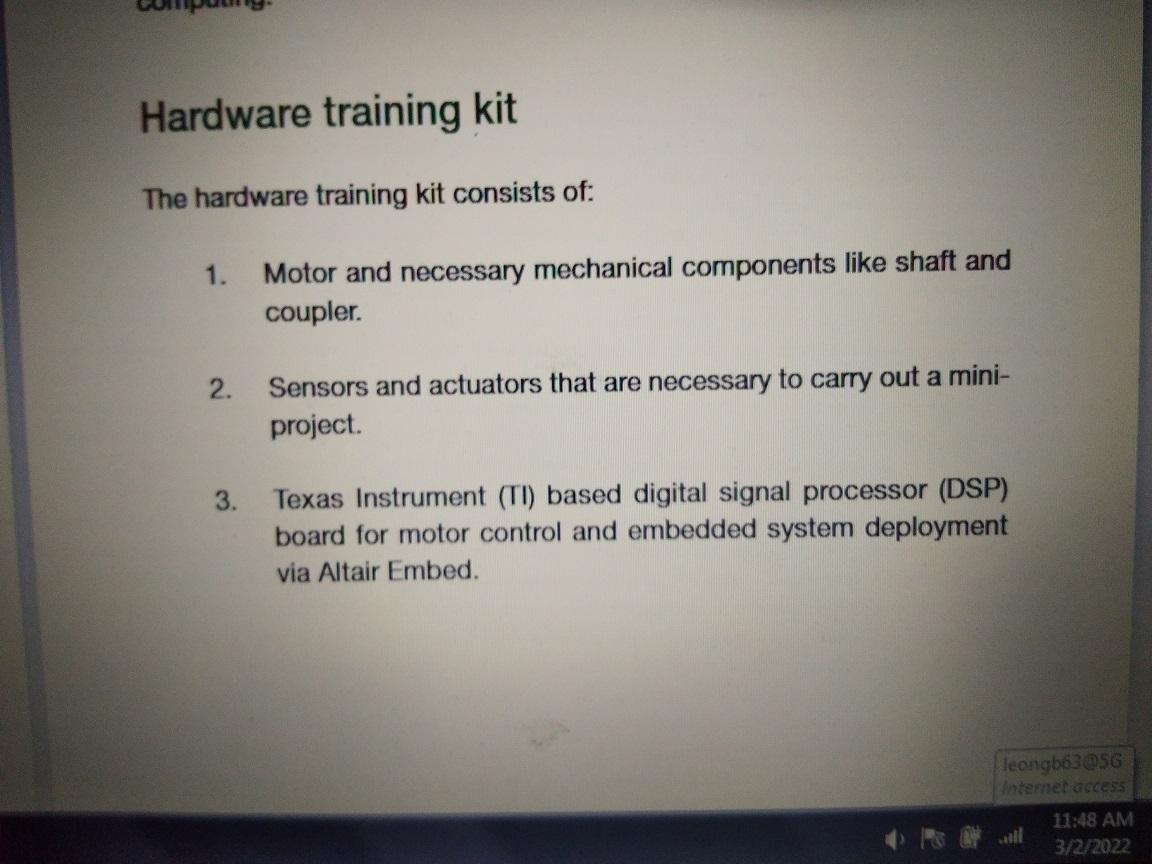 Solved Hardware training kit The hardware training kit | Chegg.com