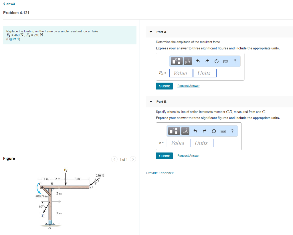 Solved Problem 4.121 Replace the loading on the frame by a | Chegg.com