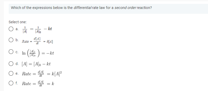 [Solved]: Which of the expressions below is the differenti