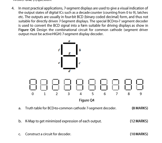 Solved 4. In most practical applications, 7-segment displays | Chegg.com