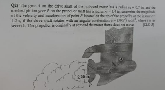 Solved Q2) The gear A on the drive shaft of the outboard | Chegg.com