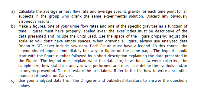 a) Calculate the average urinary flow rate and | Chegg.com