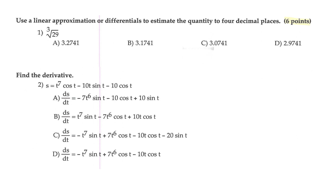 Solved Use a linear approximation or differentials to | Chegg.com