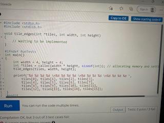 Solved The tile edges tunction takes a two-dimensional array | Chegg.com