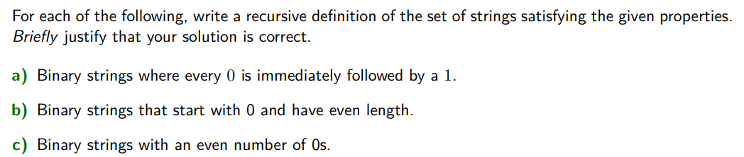 Solved For each of the following, write a recursive | Chegg.com