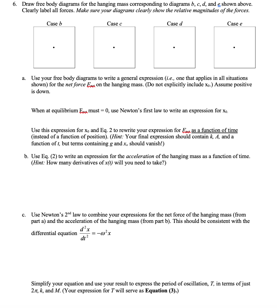 Solved Case b Case e Case c Fy Case d "sh *(+) = A (c05 | Chegg.com