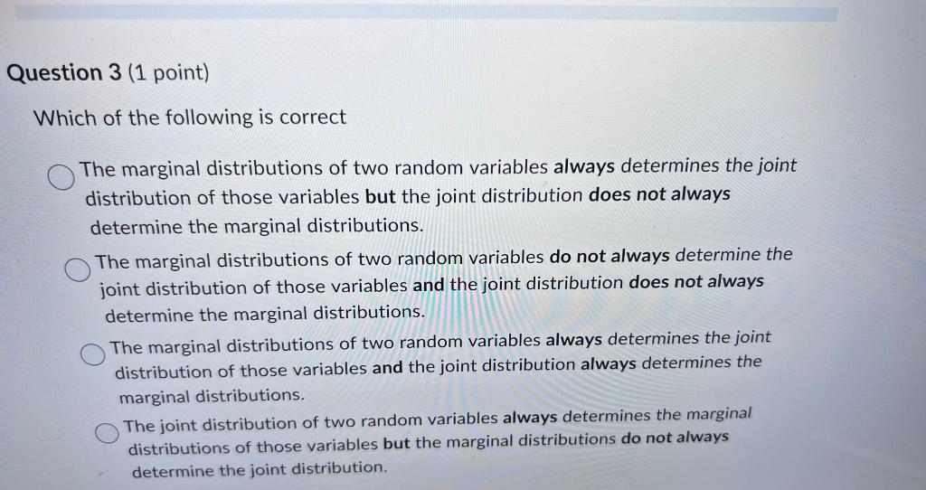 Solved Which of the following is correct The marginal | Chegg.com