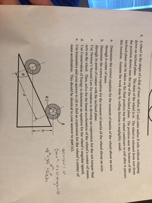 Solved 4. A wheel in the shape of a disk of inner radius R/2 | Chegg.com