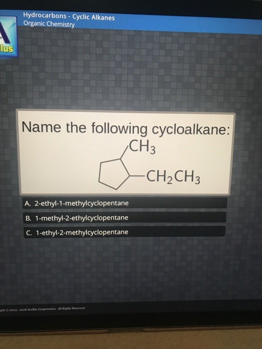 Solved Hydrocarbons- Cyclic Alkanes Organic Chemistry Name | Chegg.com
