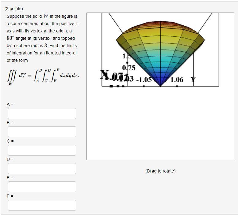 (2 points) Suppose the solid W in the figure is a | Chegg.com