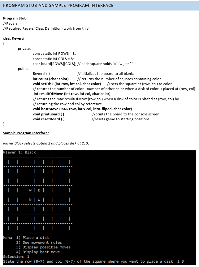 Reversi "Othello" Due Date: 19 Feb 2020 INTRODUCTION: | Chegg.com