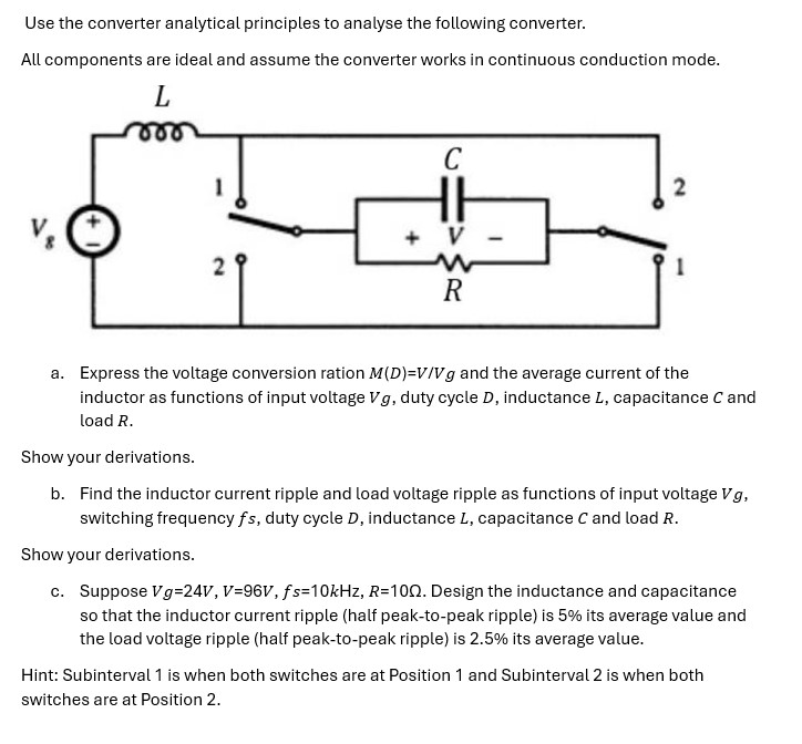 Solved Use The Converter Analytical Principles To Analyse