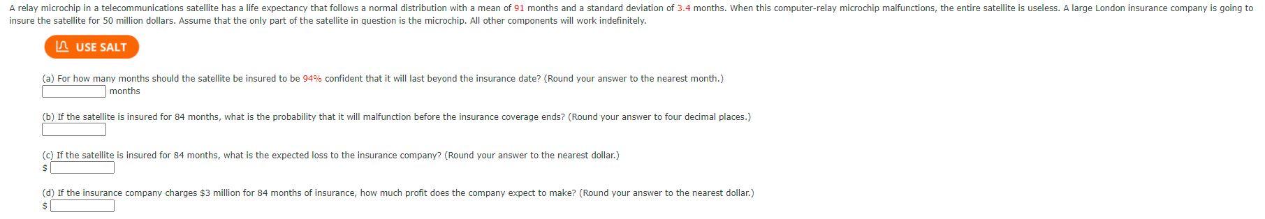 Solved A relay microchip in a telecommunications satellite | Chegg.com