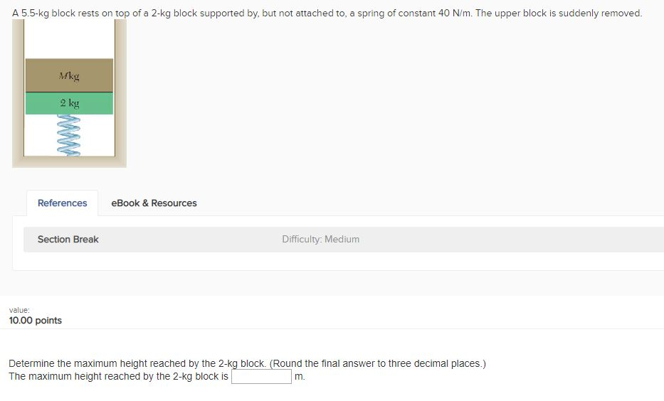 Solved A 5.5-kg block rests on top of a 2-kg block supported | Chegg.com