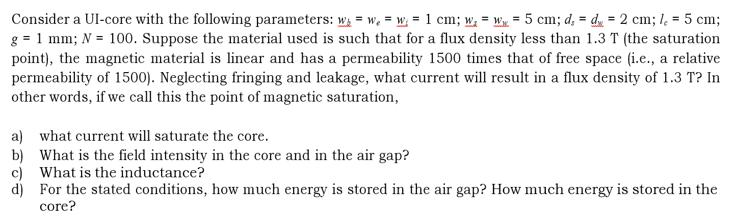 Solved Consider a UI-core with the following parameters: | Chegg.com