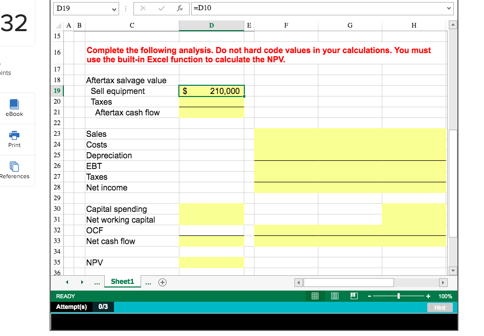 Solved Calculating NPV - Excel ? 6 * 32 - 8 Sign In FILE | Chegg.com