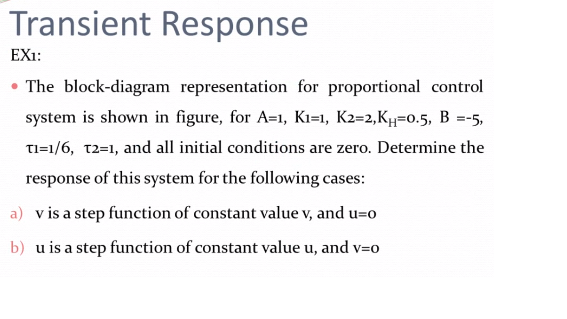Solved Transient Response EXı: • The block-diagram | Chegg.com