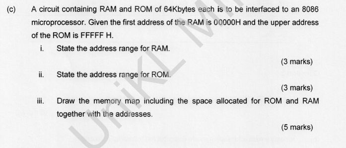 Solved (c) ( A circuit containing RAM and ROM of 64Kbytes | Chegg.com