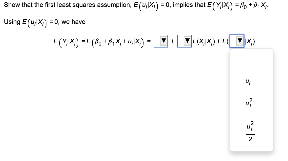 Solved Show that the first least squares assumption, | Chegg.com