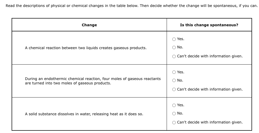 Solved Read the descriptions of physical or chemical changes | Chegg.com
