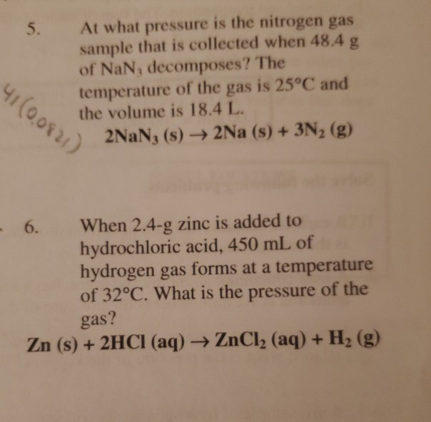 Solved At what pressure is the nitrogen gas sample that is | Chegg.com