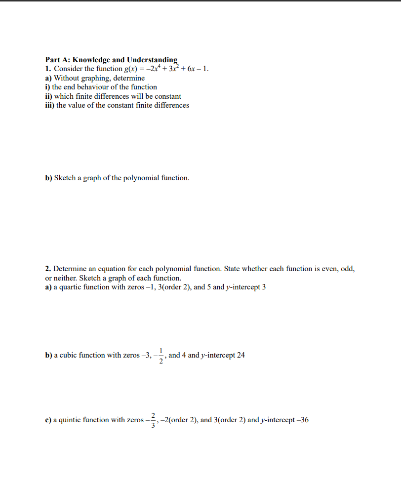 Solved Part A: Knowledge and Understanding 1. Consider the | Chegg.com