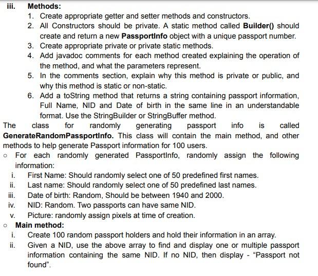 Solved ii. Methods: 1. Create appropriate getter and setter | Chegg.com